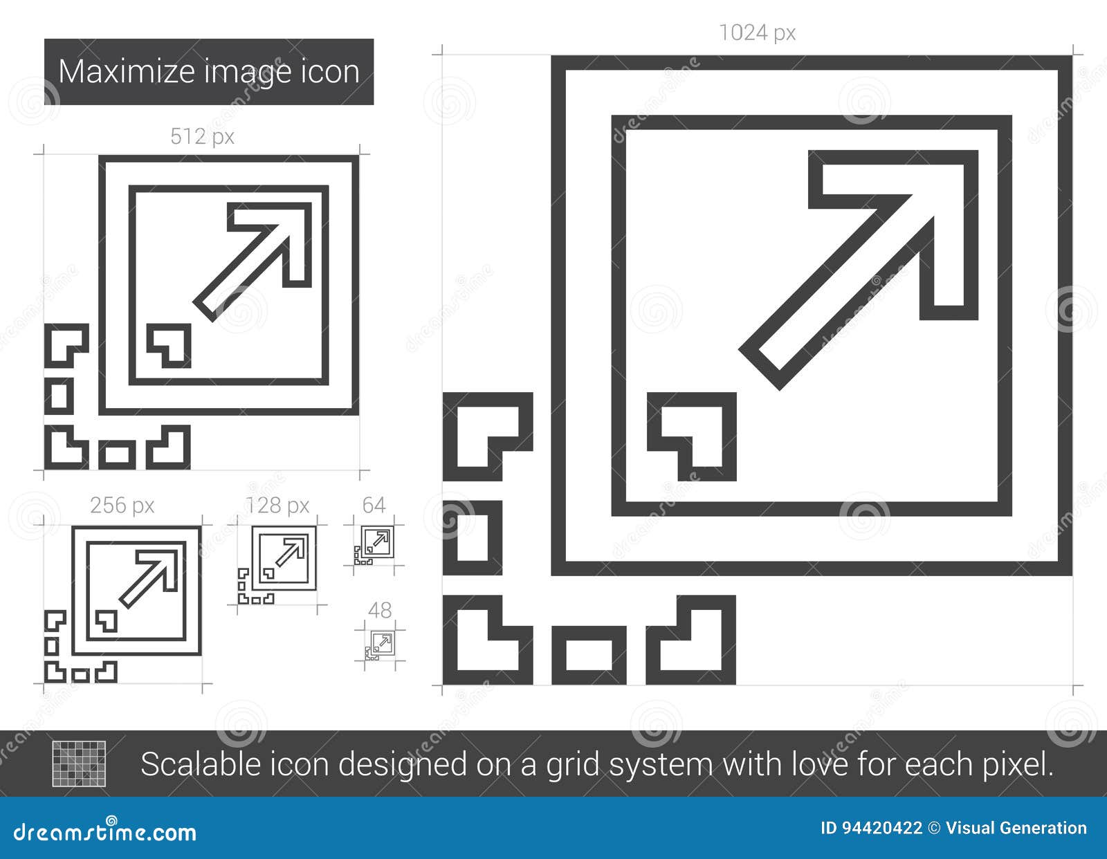 Maximize image line icon. stock vector. Illustration of internet - 94420422