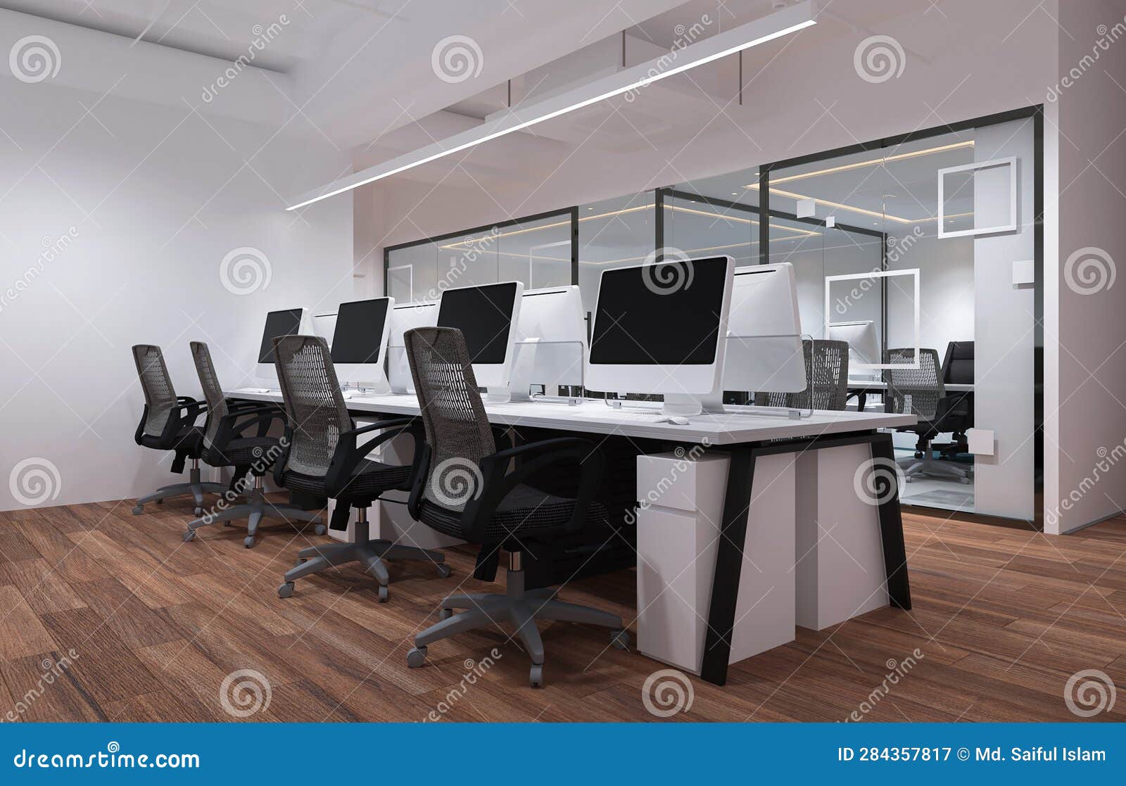 Maximizing Space and Comfort with Smart Office Interior Design Stock ...