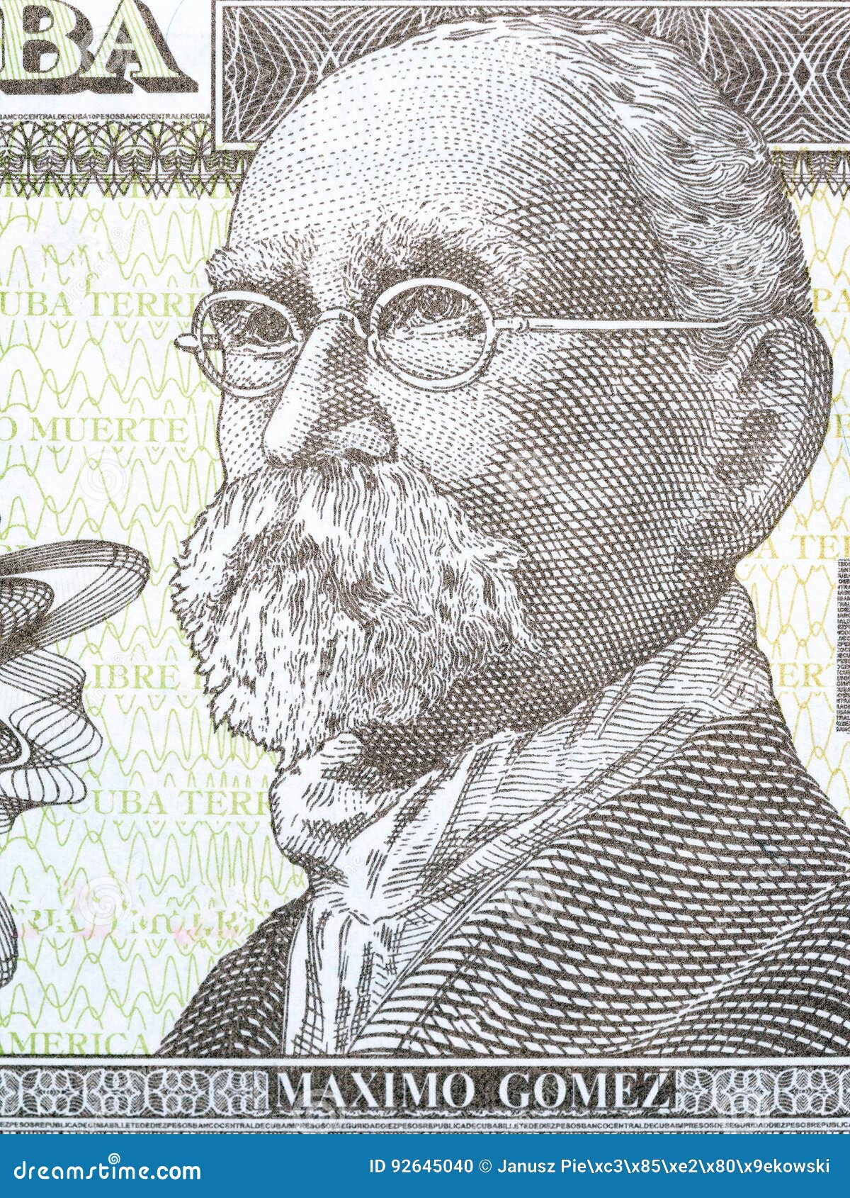 Maximo Gomez portrait stock photo. Image of maximo, money - 92645040