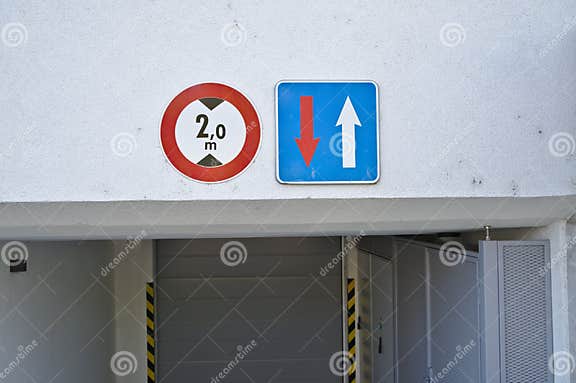 Maximum Height Signs for Garage Access Stock Photo - Image of warning ...