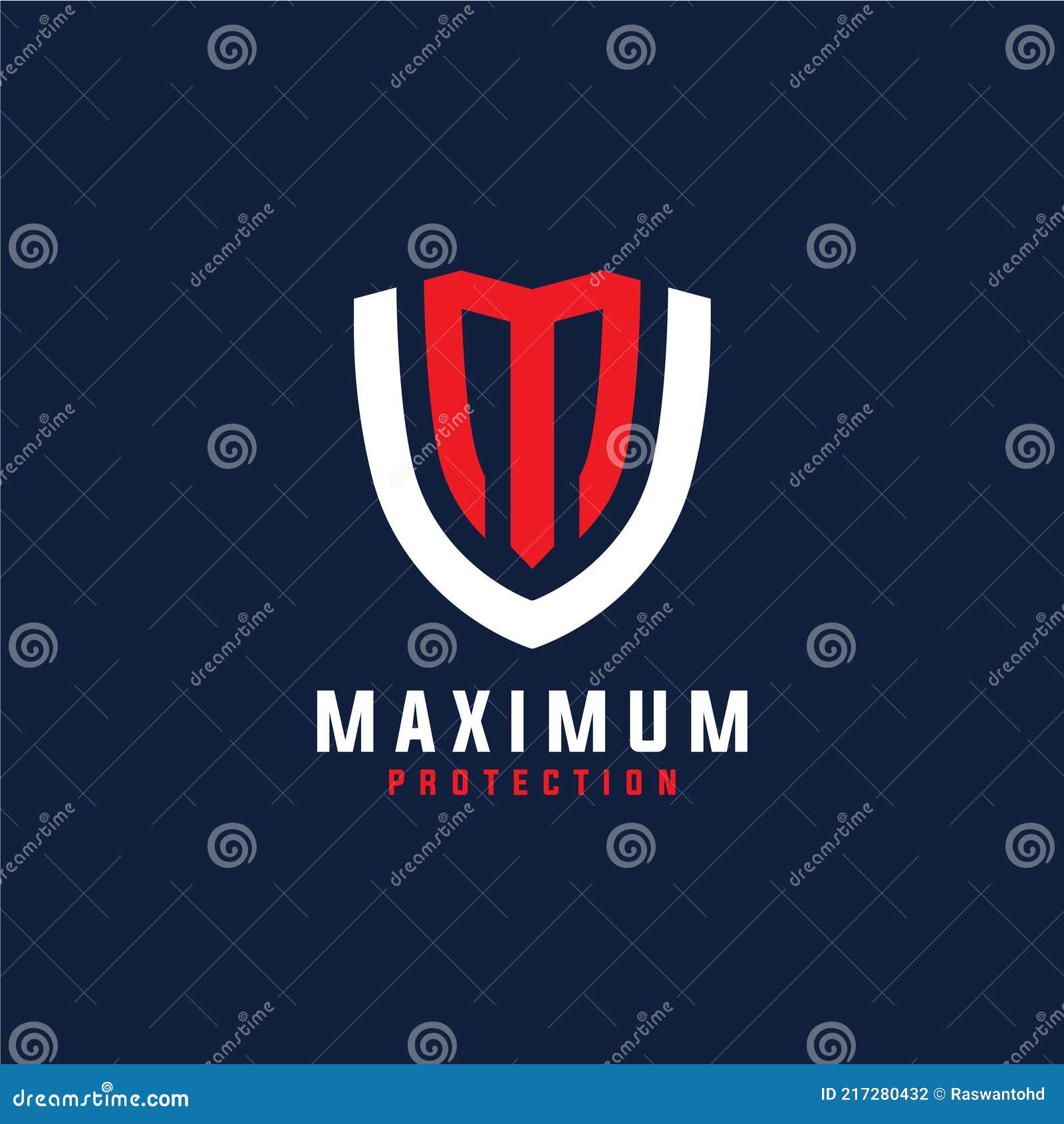 Maximum Protection Logo Design. Abstract Shield Combined with Initial ...