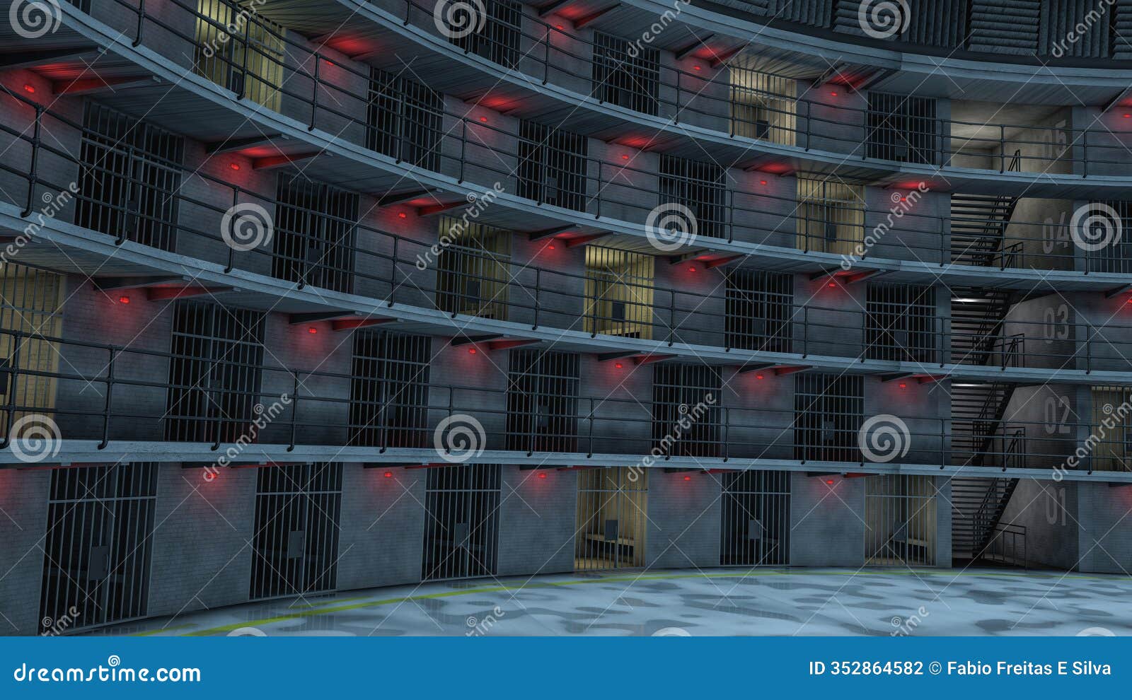 Maximum Security Prison in Round Shape. 3d Rendering. Stock ...