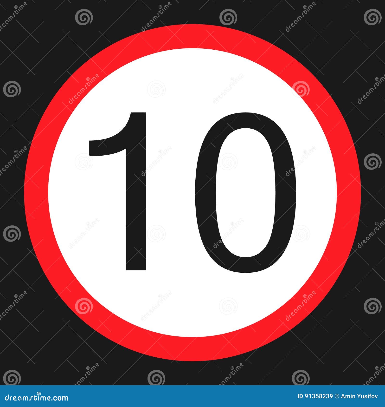 Maximum Speed Limit 10 Flat Icon Stock Vector - Illustration of design ...