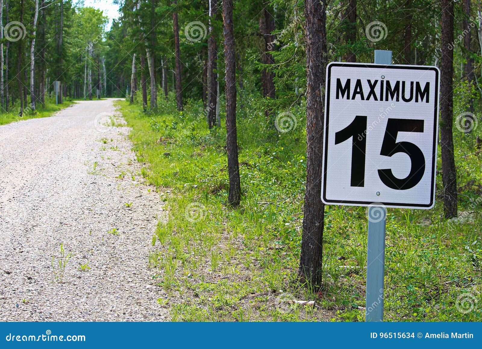 A Maximum 15 Speed Limit Sign Along a Gravel Road Stock Photo - Image ...