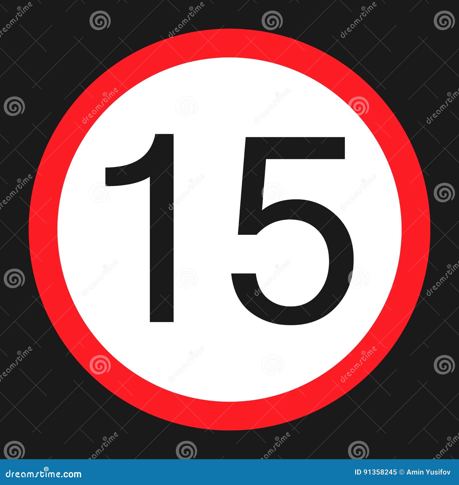 Maximum Speed Limit 15 Sign Flat Icon Stock Vector - Illustration of ...