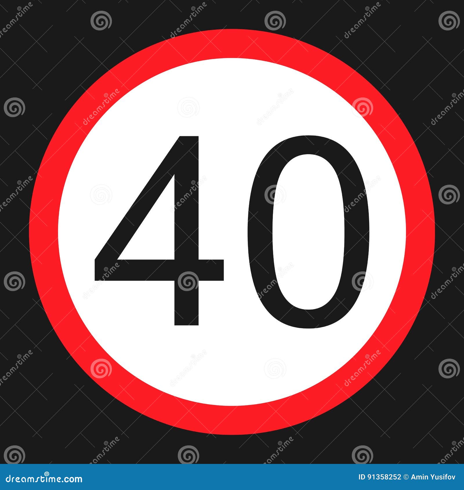 Maximum Speed Limit 40 Sign Flat Icon Stock Vector - Illustration of ...