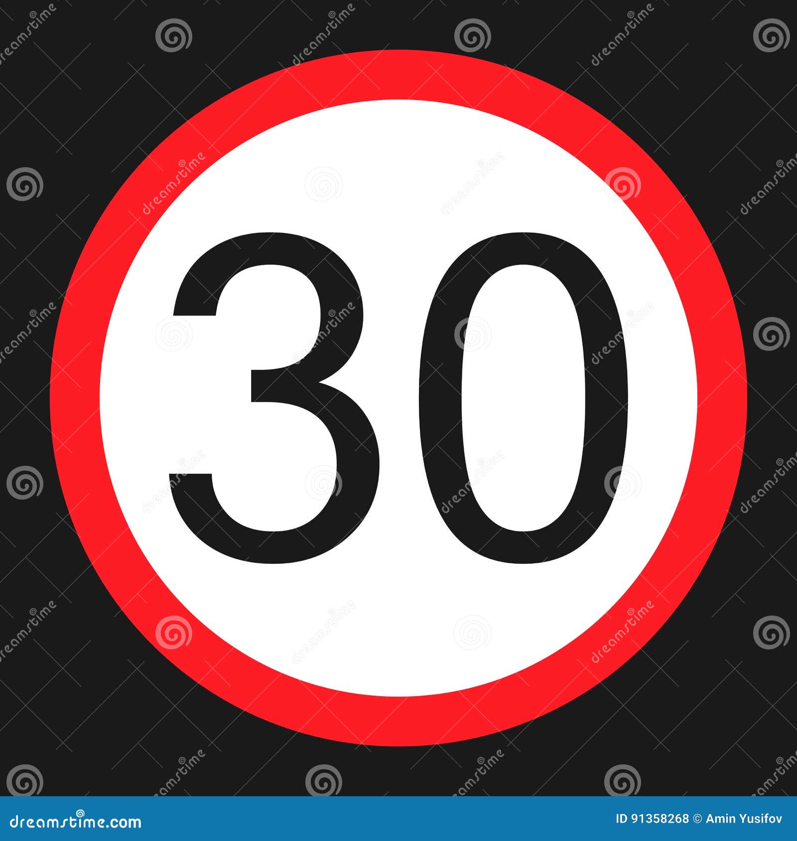 Maximum Speed Limit 30 Sign Flat Icon Stock Vector - Illustration of ...