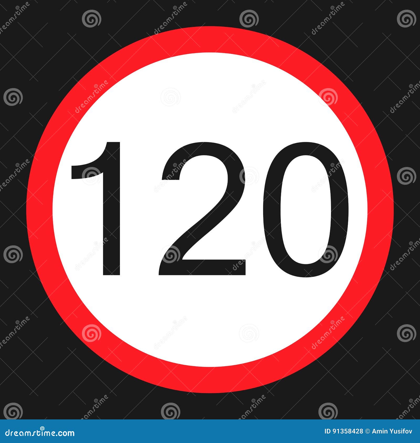 Maximum Speed Limit 120 Sign Flat Icon Stock Vector - Illustration of ...