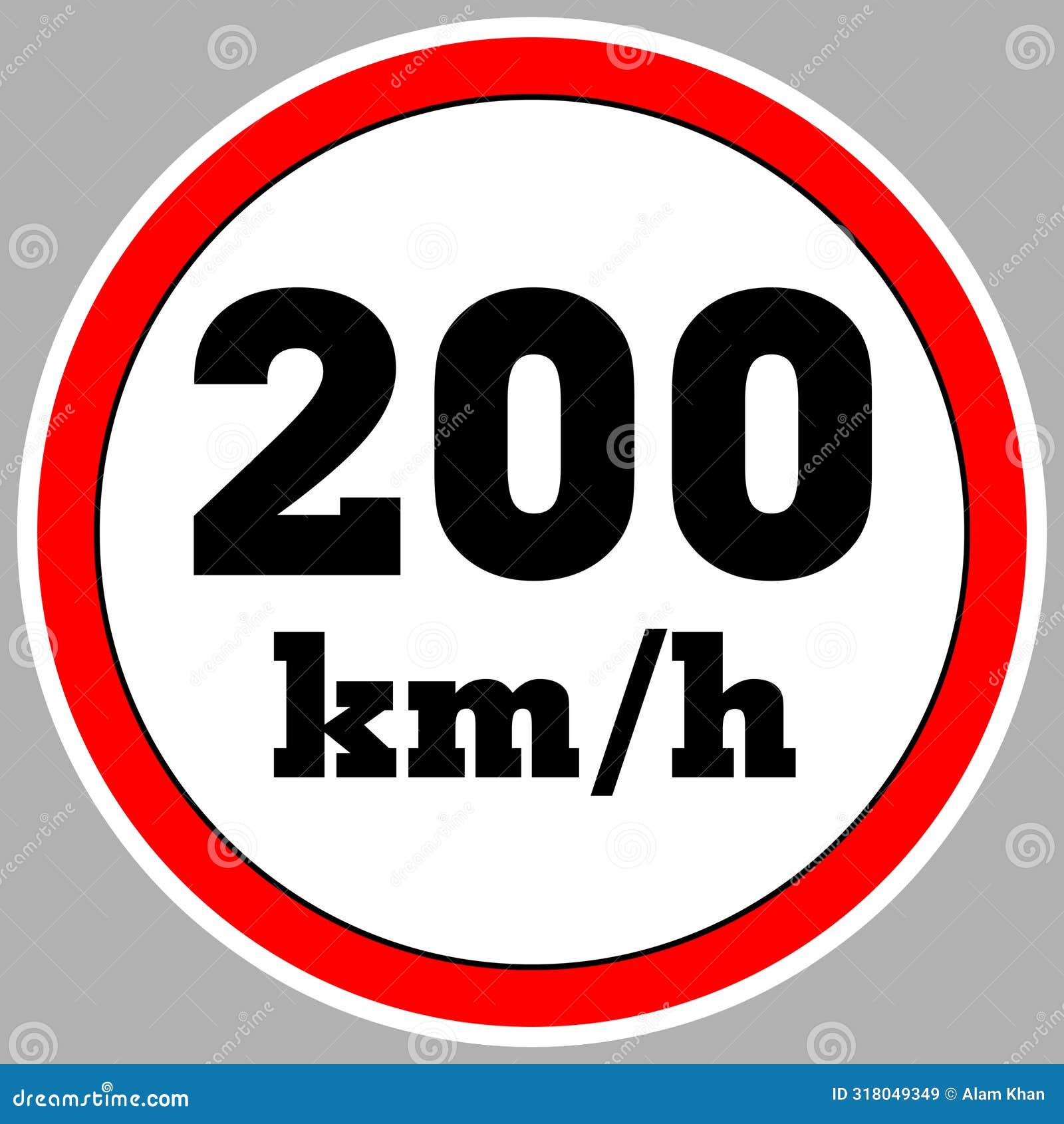 Maximum Speed Limit Sign 200 Km H. Isolated Road Sign Icon on White ... Maximum Speed Limit Sign 200 Km H. Isolated Road Sign Icon on White ...