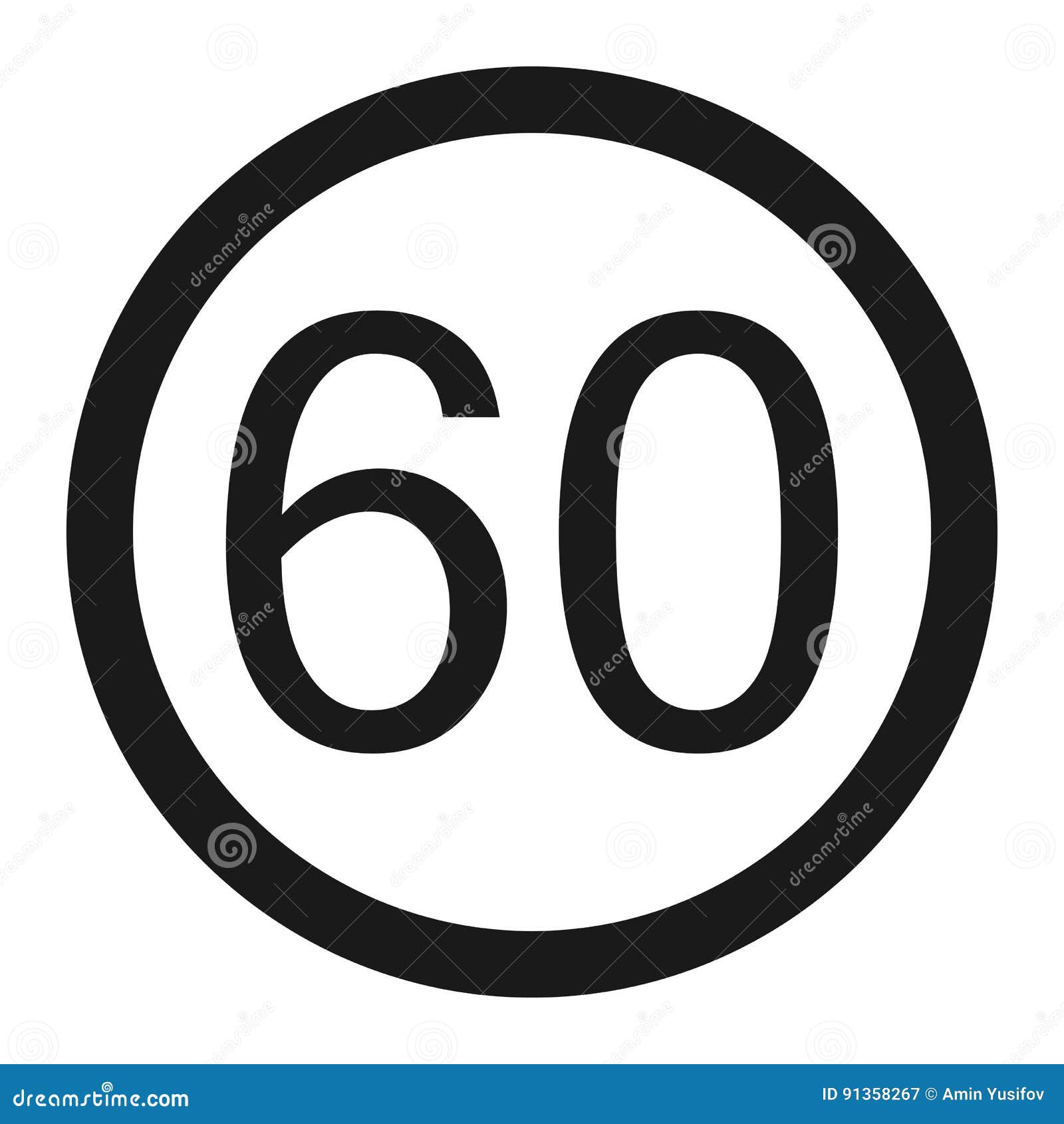 Maximum Speed Limit 60 Sign Line Icon Stock Vector - Illustration of ...