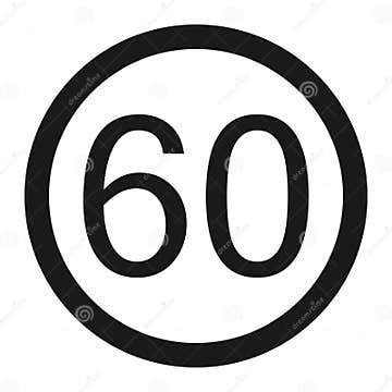 Maximum Speed Limit 60 Sign Line Icon Stock Vector - Illustration of ...