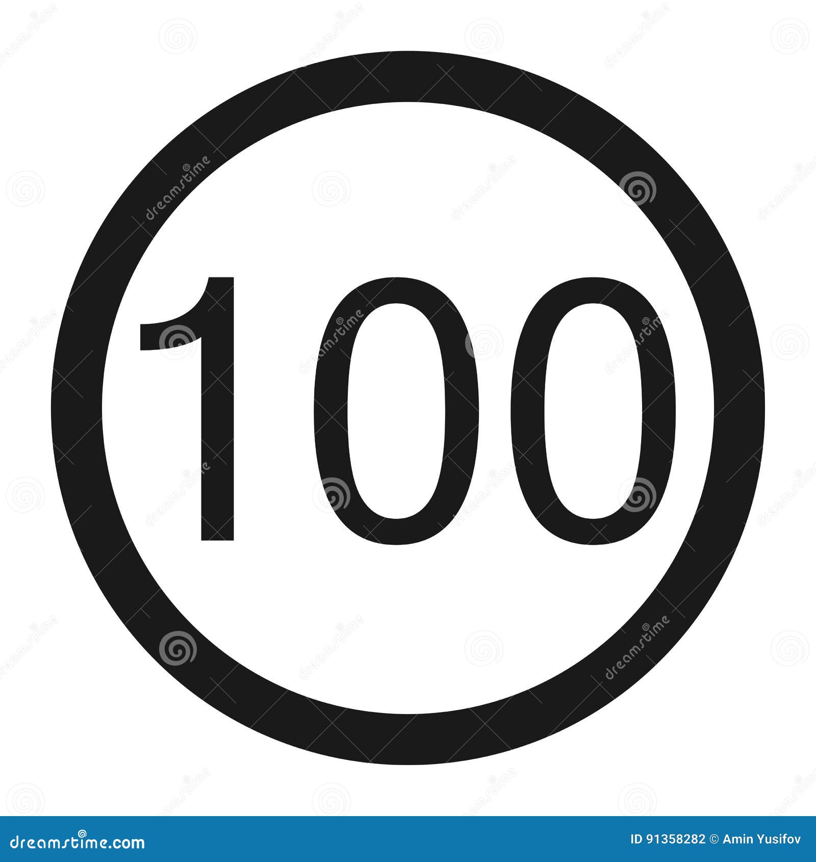 Maximum Speed Limit 100 Sign Line Icon Stock Vector - Illustration of ...