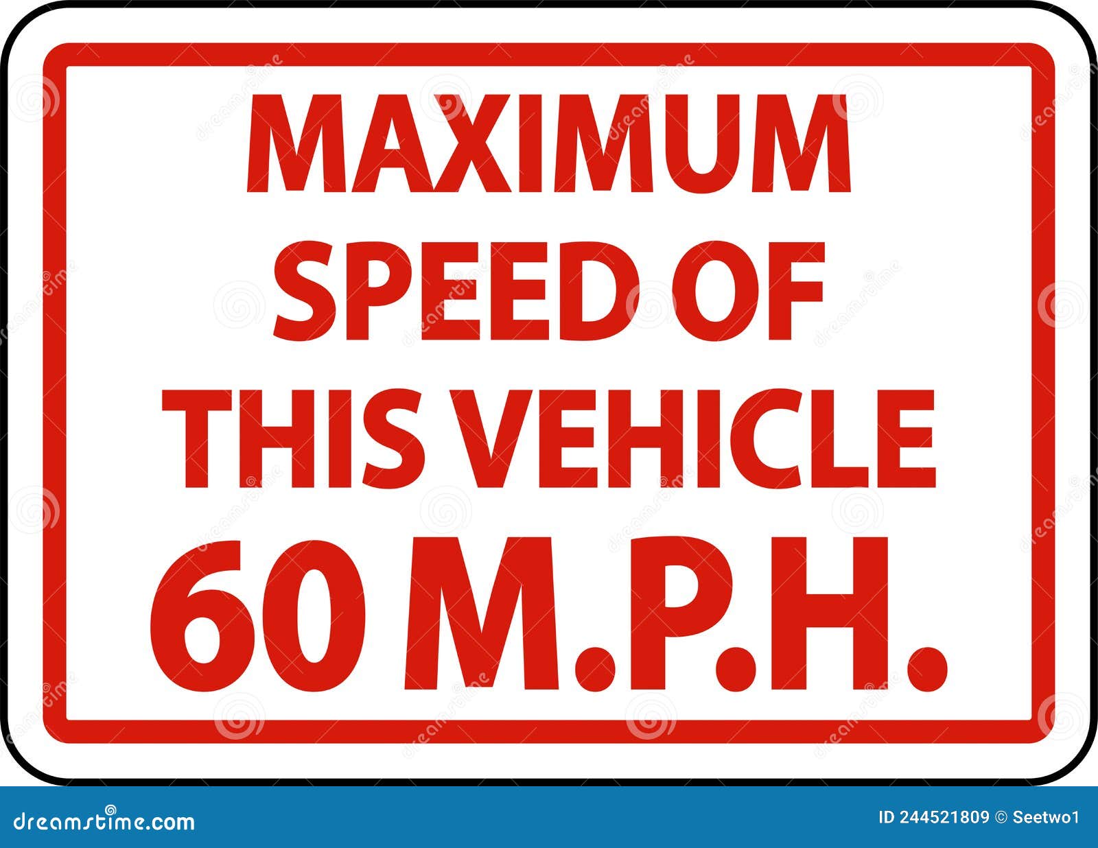 Maximum Speed 60 MPH Label Sign on White Background Stock Vector ...