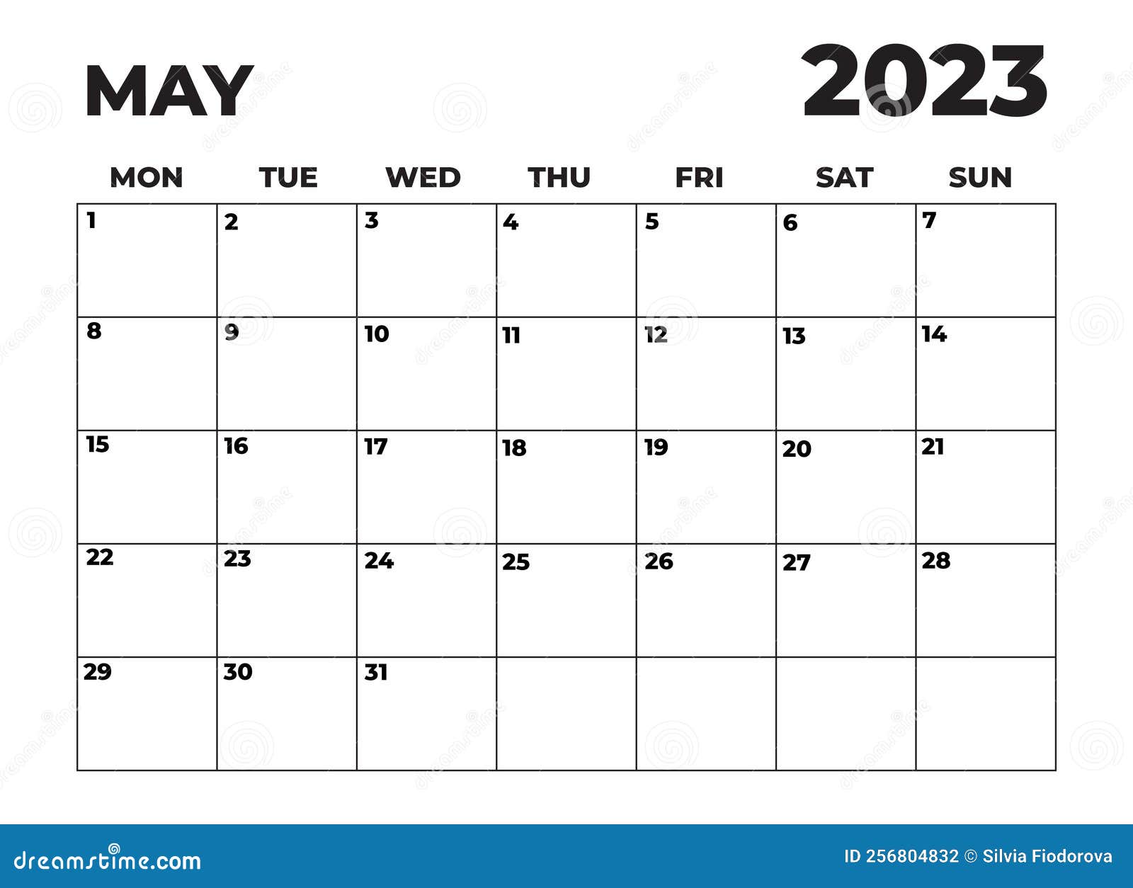 May 2023 Monday Start Landscape Monthly Planner Stock Vector ...