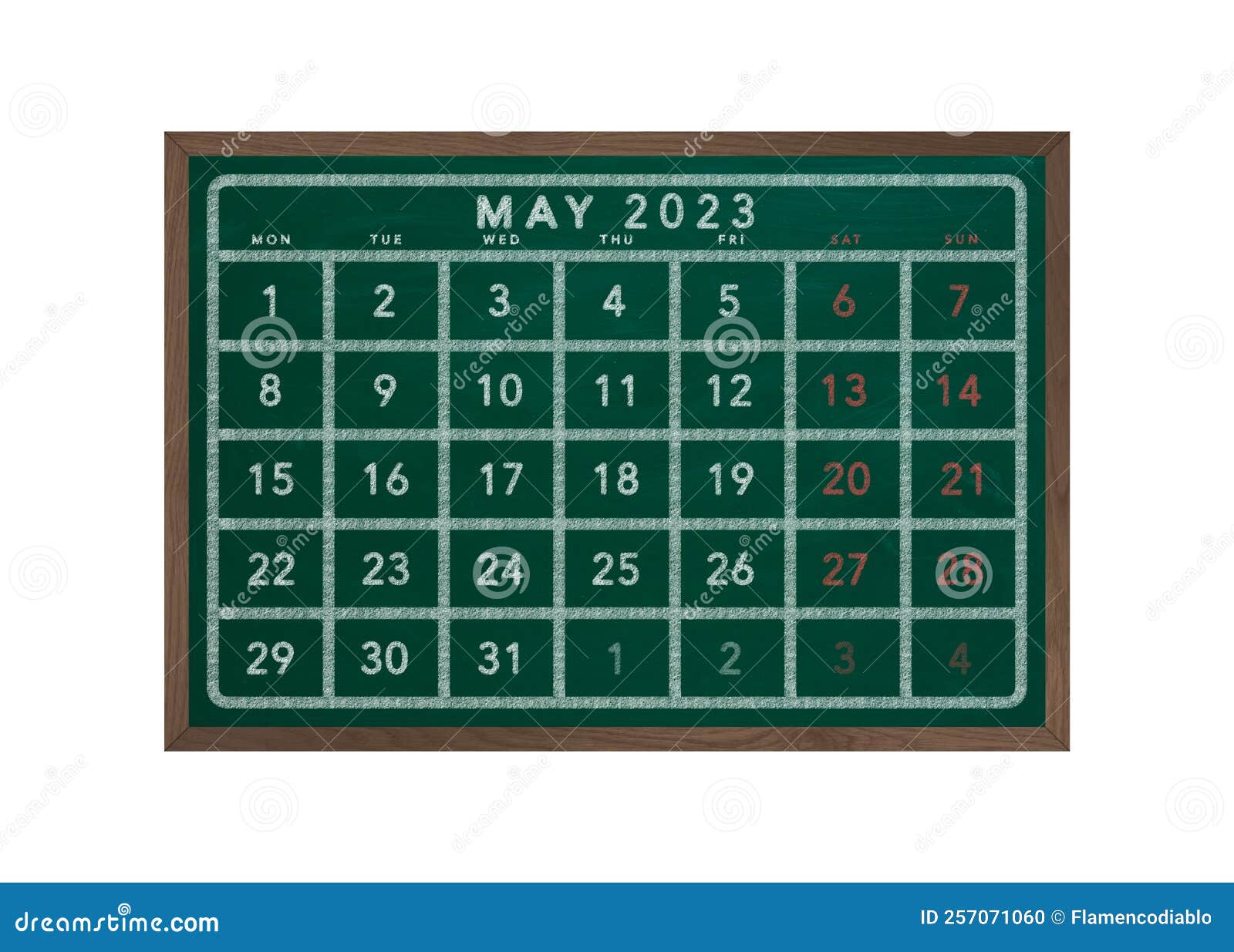 2023 May Green Chalkboard Calendar Stock Photo - Image of organization ...