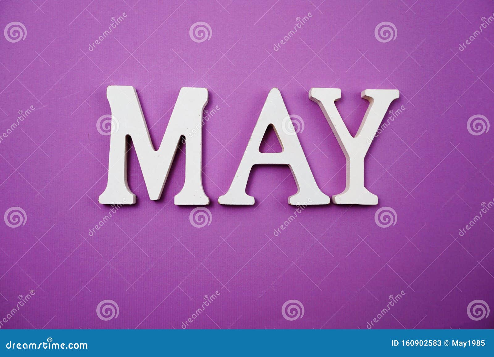May Alphabet Letter with Space Copy on Purple Background Stock Image ...