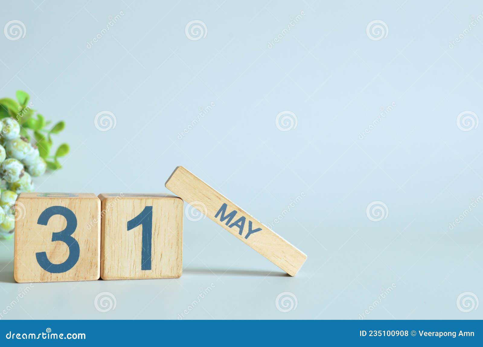 May 31, Calendar Cover Design with Number Cube with Green Fruit on Blue ...