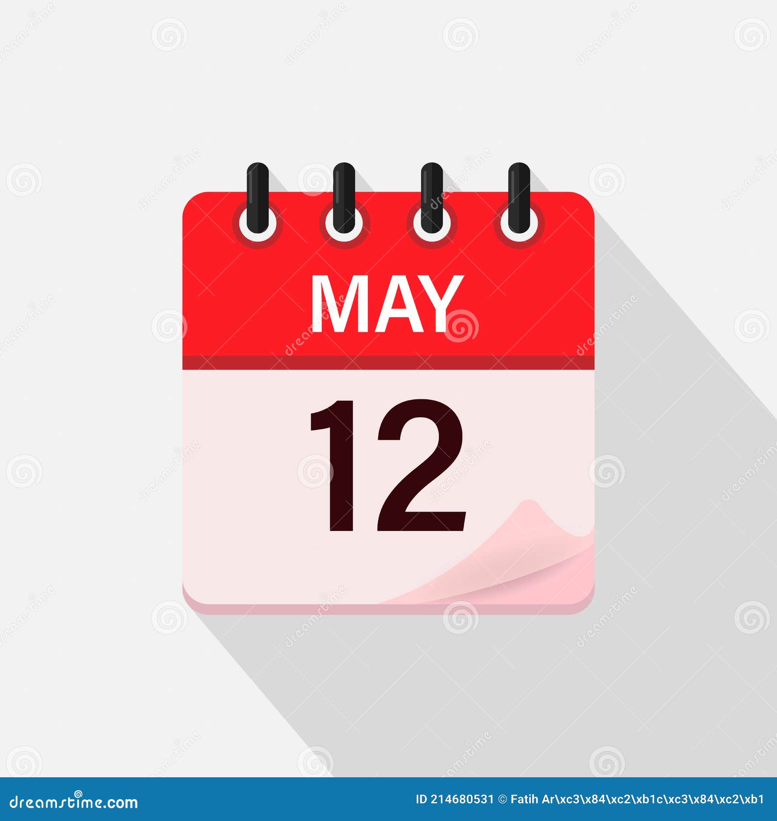 May 12, Calendar Icon with Shadow. Day, Month. Flat Vector Illustration ...