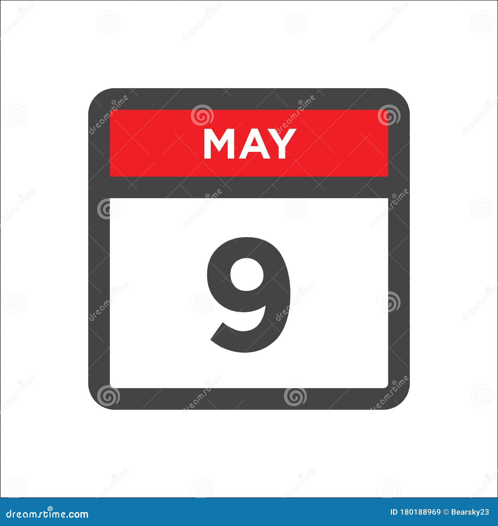 May 9 Calendar Icon W Day of Month Stock Vector - Illustration of ...