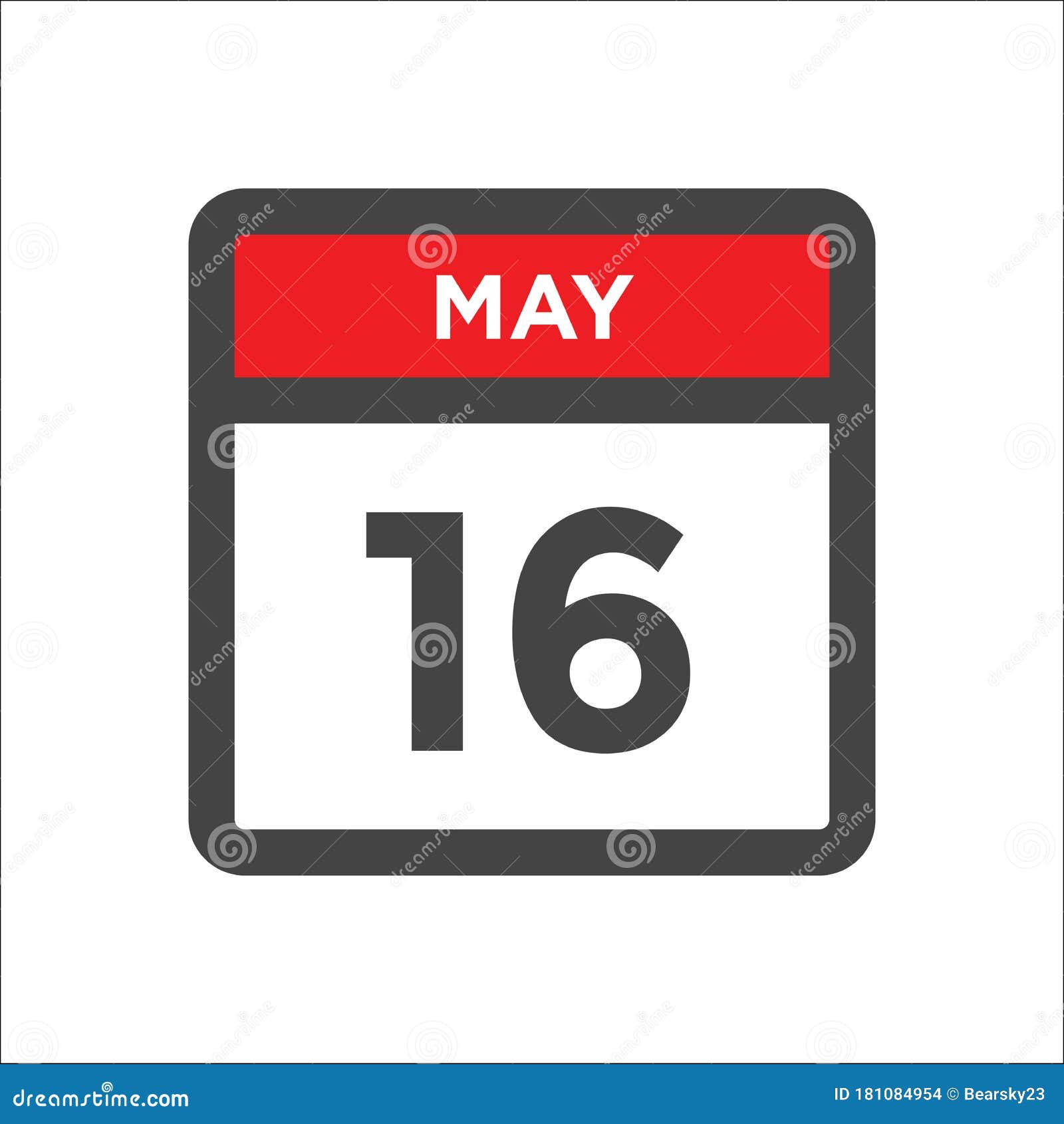 May 16 Calendar Icon W Day of Month Stock Vector - Illustration of ...
