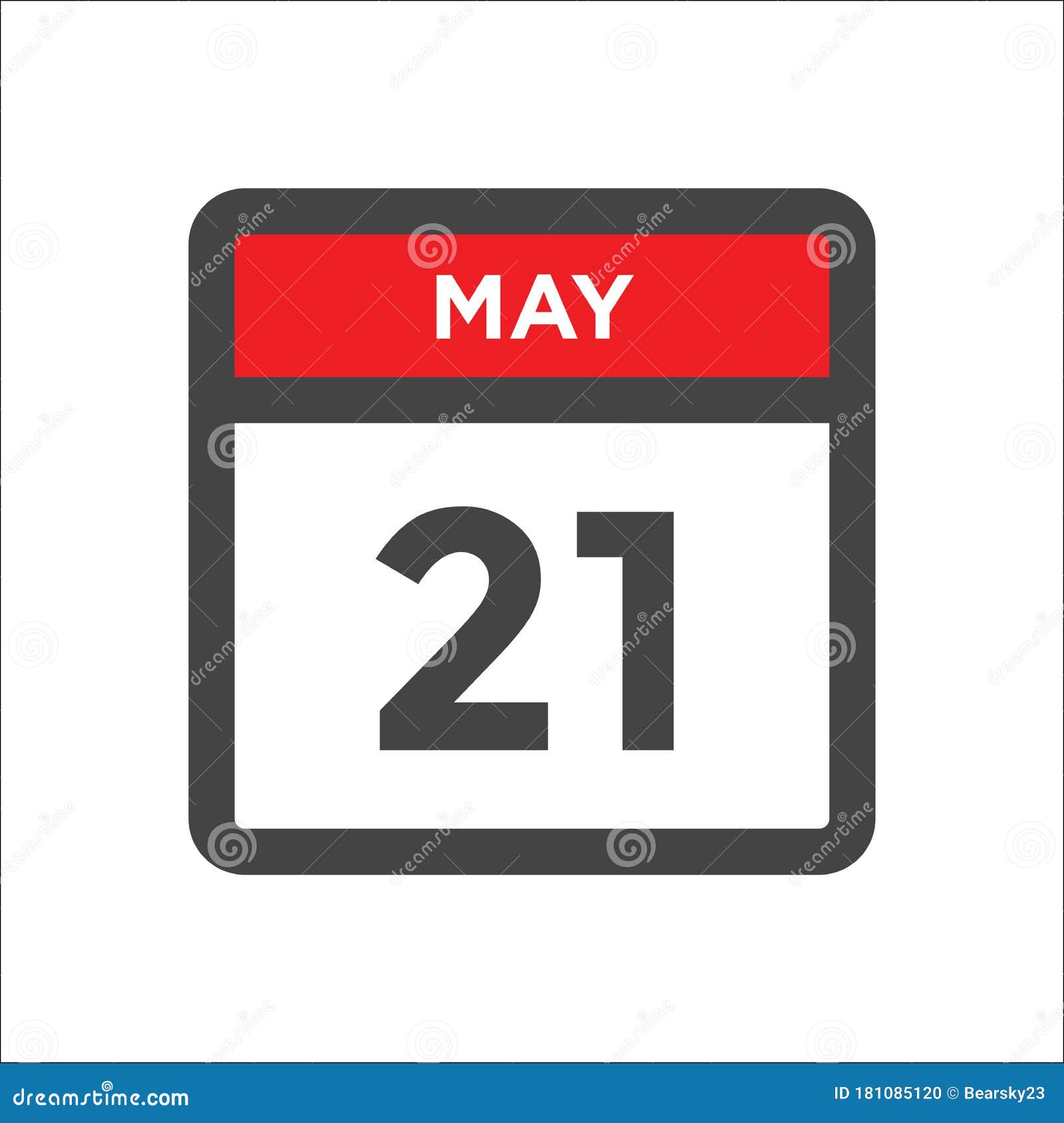 May 21 Calendar Icon W Day of Month Stock Vector - Illustration of ...
