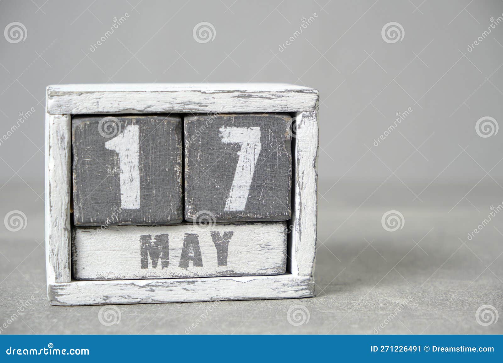 May 17 Calendar Made Wooden Cubes Gray Background.with an Empty Space ...