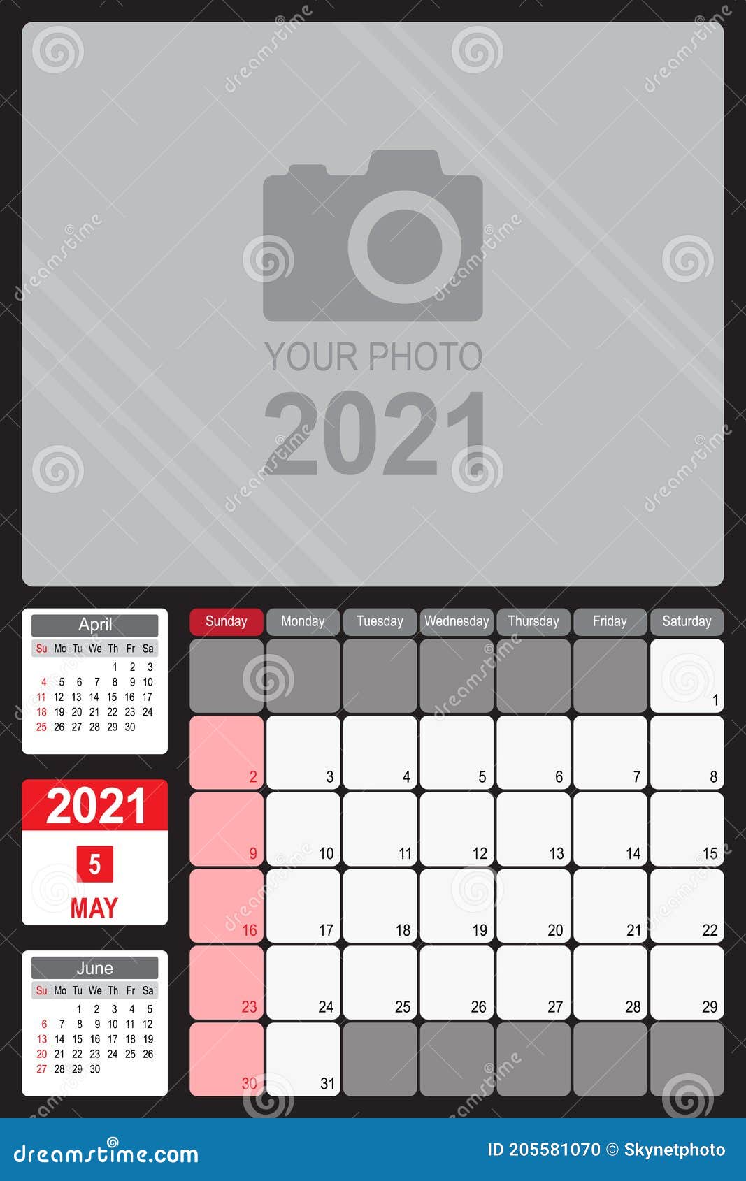 May 2021 Calendar Monthly Planner Design Stock Vector - Illustration of ...
