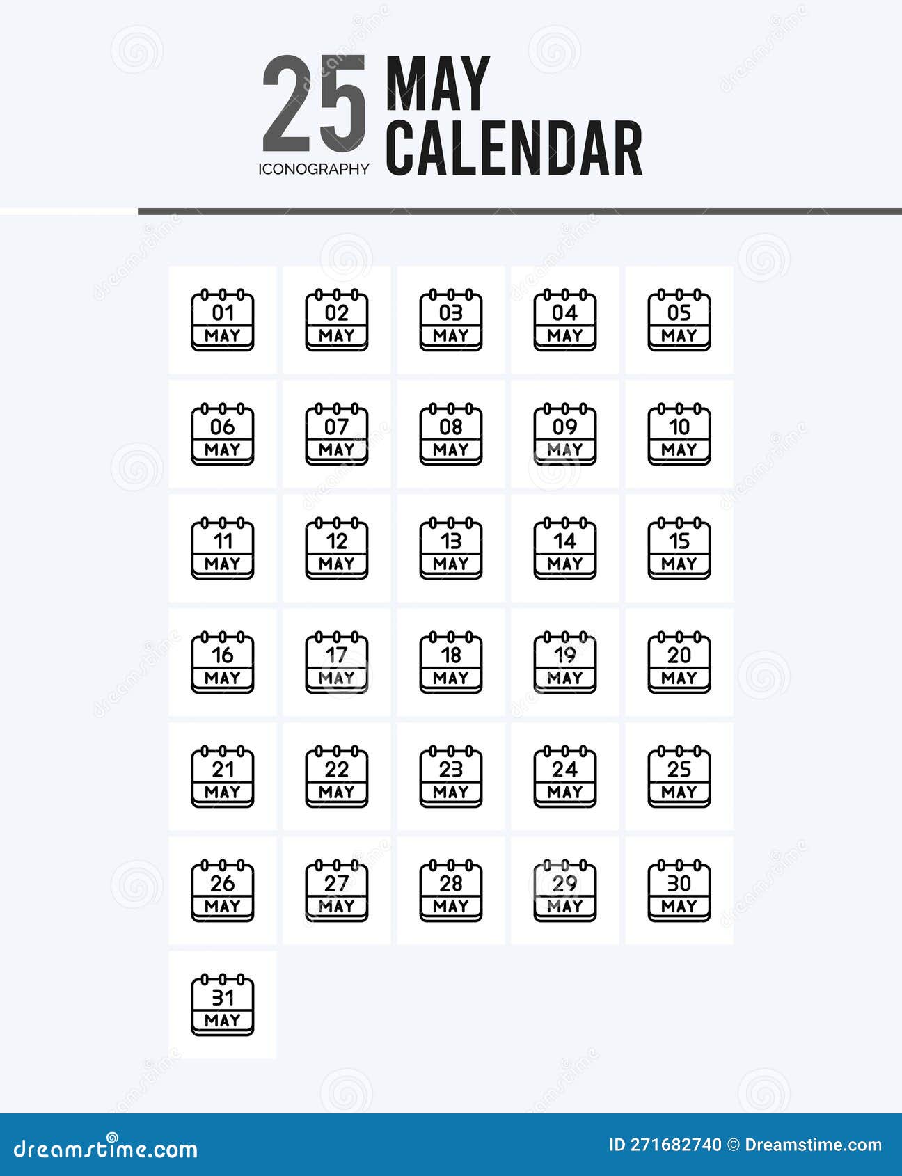 25 May Calendar Outline Icons Pack Vector Illustration Stock Vector ...