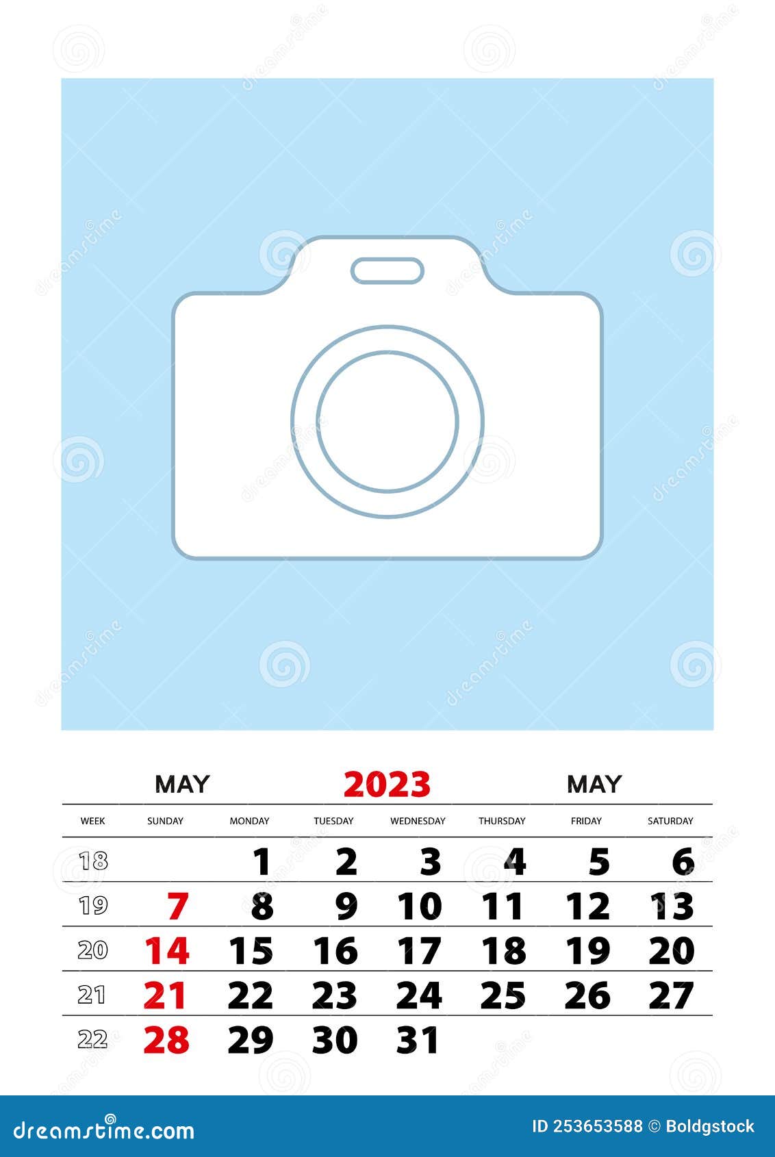 May 2023 Calendar Planner A3 Size with Place for Your Photo Stock ...