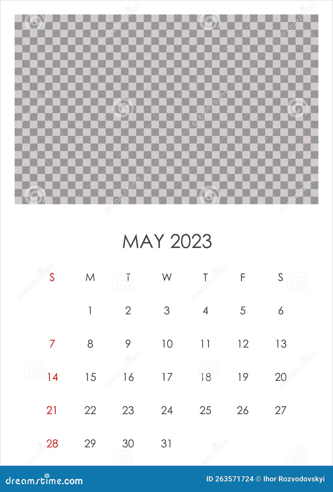 May 2023 Calendar with Place for Your Photo Stock Vector - Illustration ...