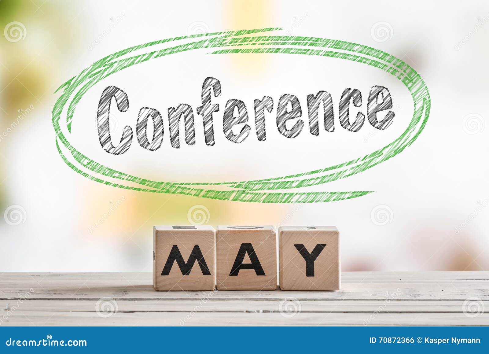 May Conference Sign on a Wooden Table Stock Photo - Image of ...