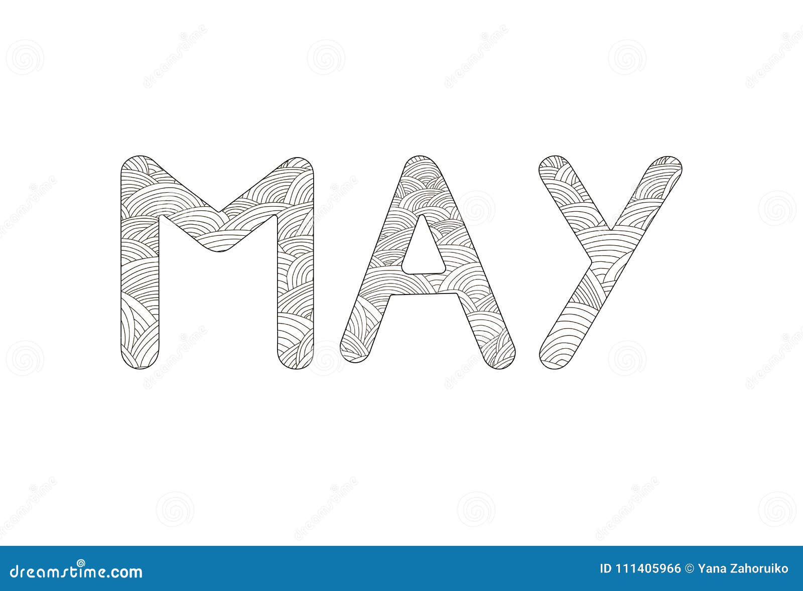 May. Creative Hand Drawn Letters. Coloring Page Stock Vector ...
