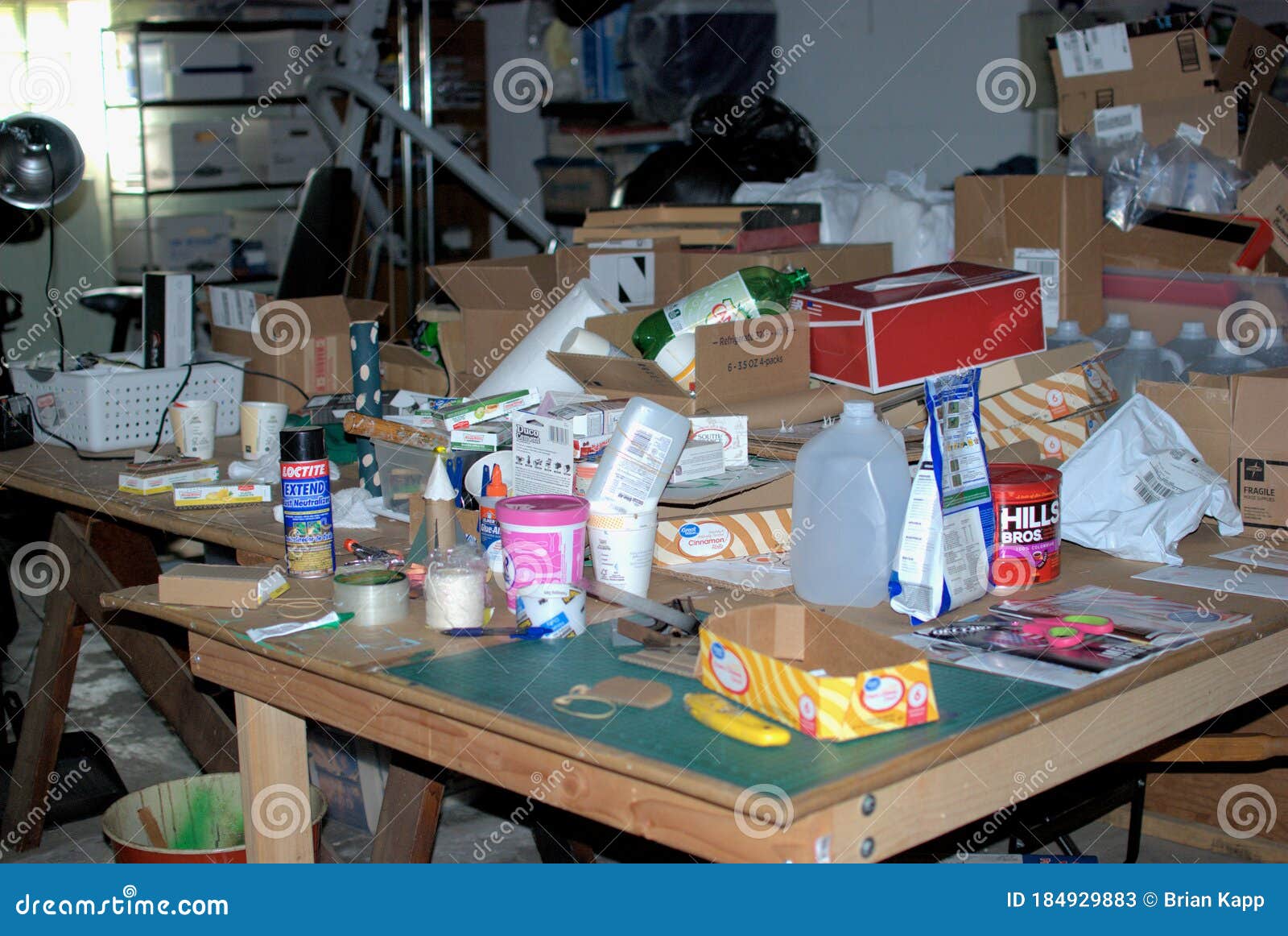 A Messy Table in a Basement Editorial Stock Photo - Image of storage ...
