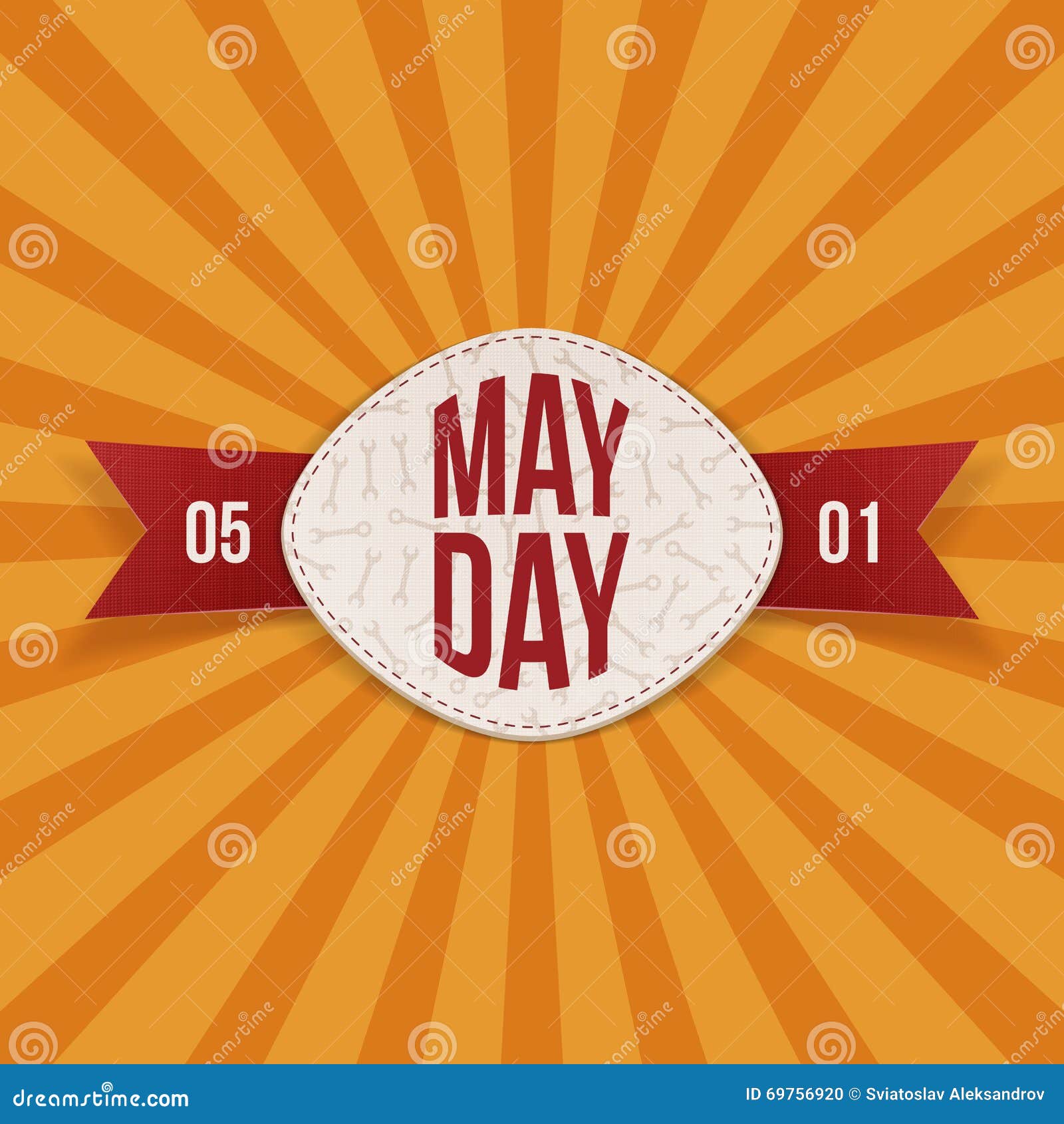 May Day Text on Realistic Banner with Red Ribbon Stock Vector ...