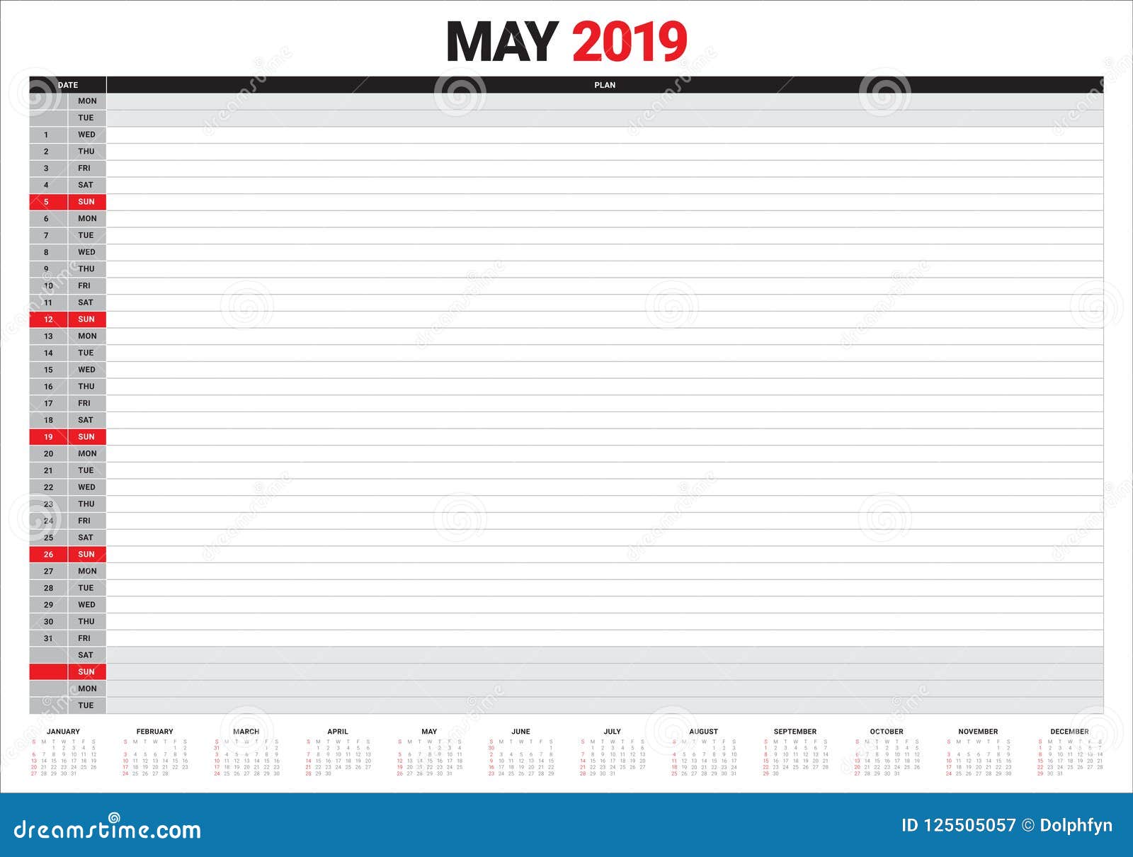May 2019 Desk Calendar Vector Illustration Stock Vector - Illustration ...