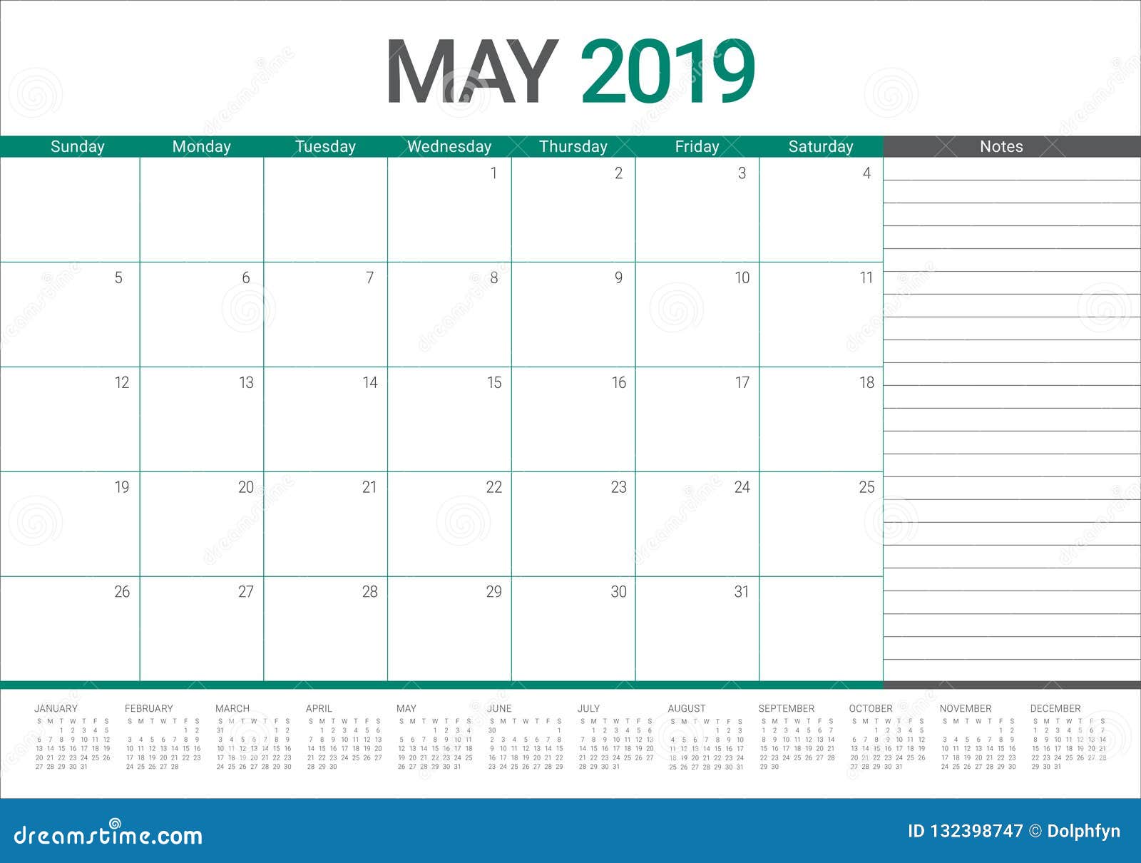 May 2019 Desk Calendar Vector Illustration Stock Vector - Illustration ...