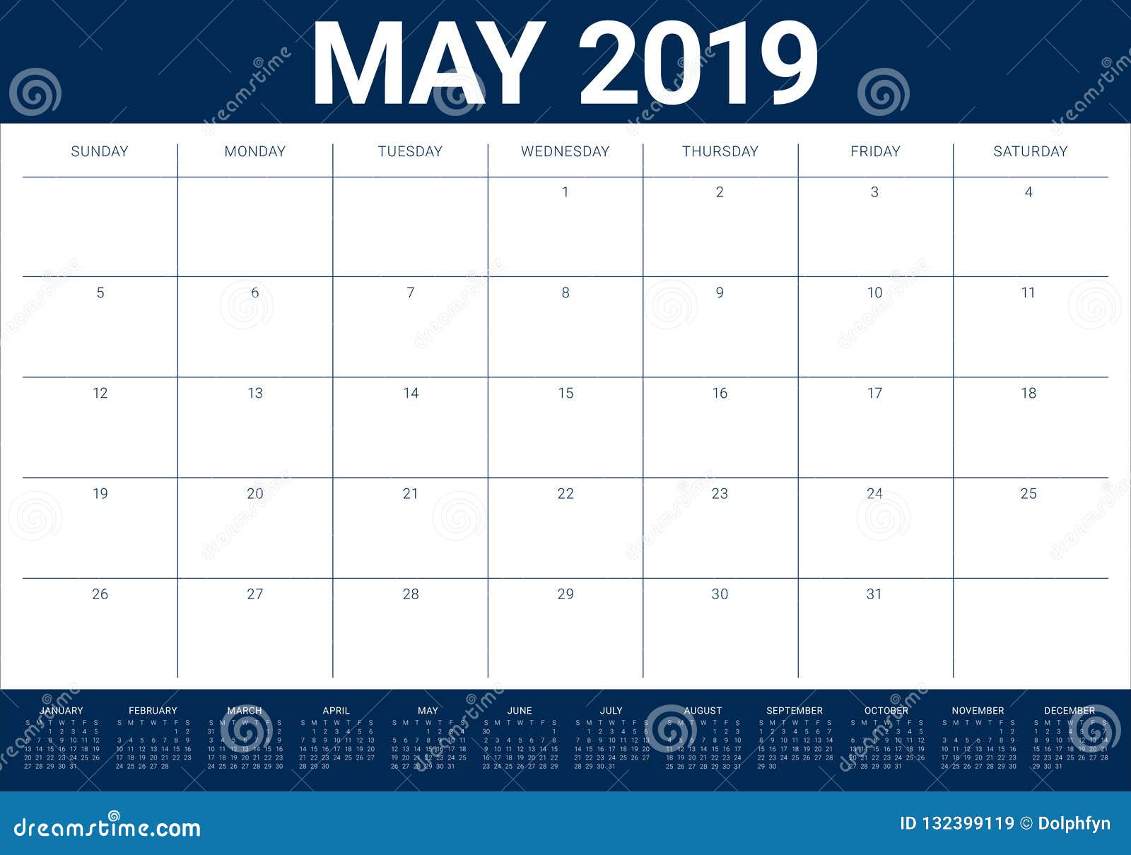 May 2019 Desk Calendar Vector Illustration Stock Vector - Illustration ...