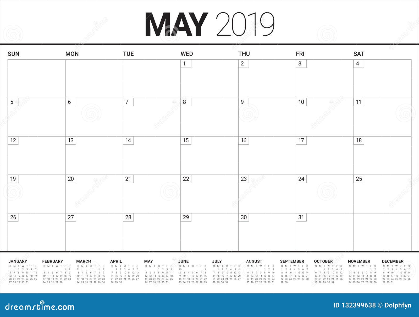 May 2019 Desk Calendar Vector Illustration Stock Vector - Illustration ...