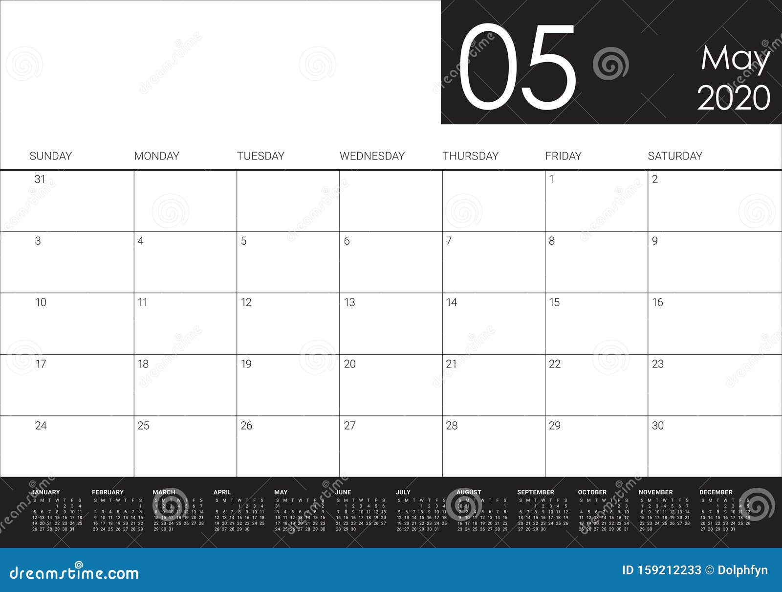 May 2020 Desk Calendar Vector Illustration Stock Vector - Illustration ...