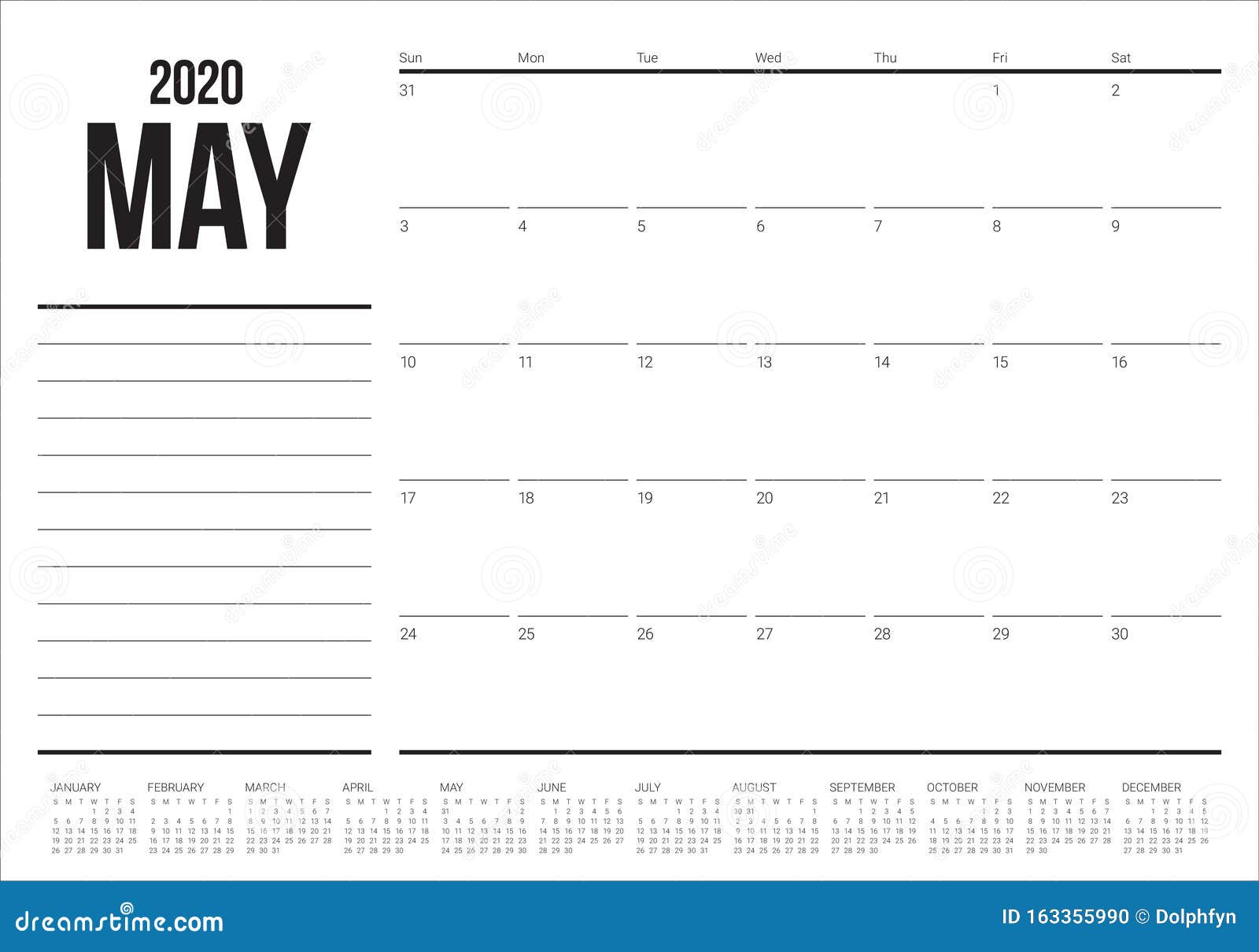 May 2020 Desk Calendar Vector Illustration Stock Vector - Illustration ...