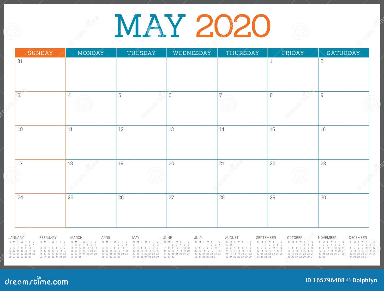 May 2020 Desk Calendar Vector Illustration Stock Vector - Illustration ...