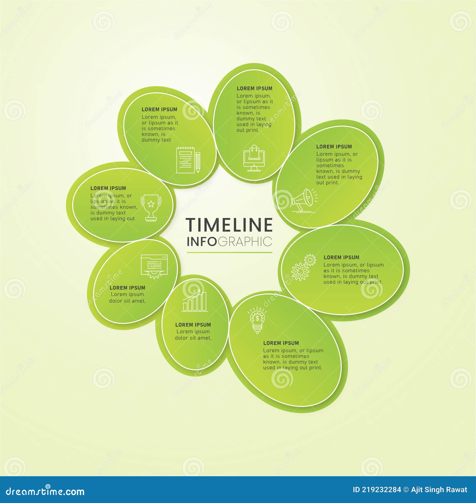 Beautiful Green Leaves Timeline Infographic with 8 Elements Template ...