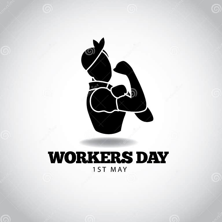 May First Workers Day Black and White Design Stock Vector ...