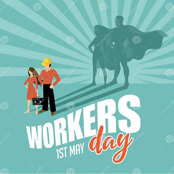 May First Workers Day Superhero Design Stock Vector - Illustration of ...
