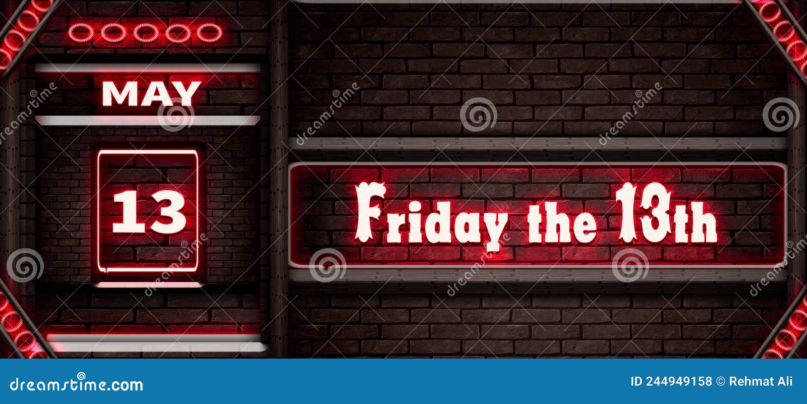 13 May, Friday the 13th, Neon Text Effect on Bricks Background Stock ...