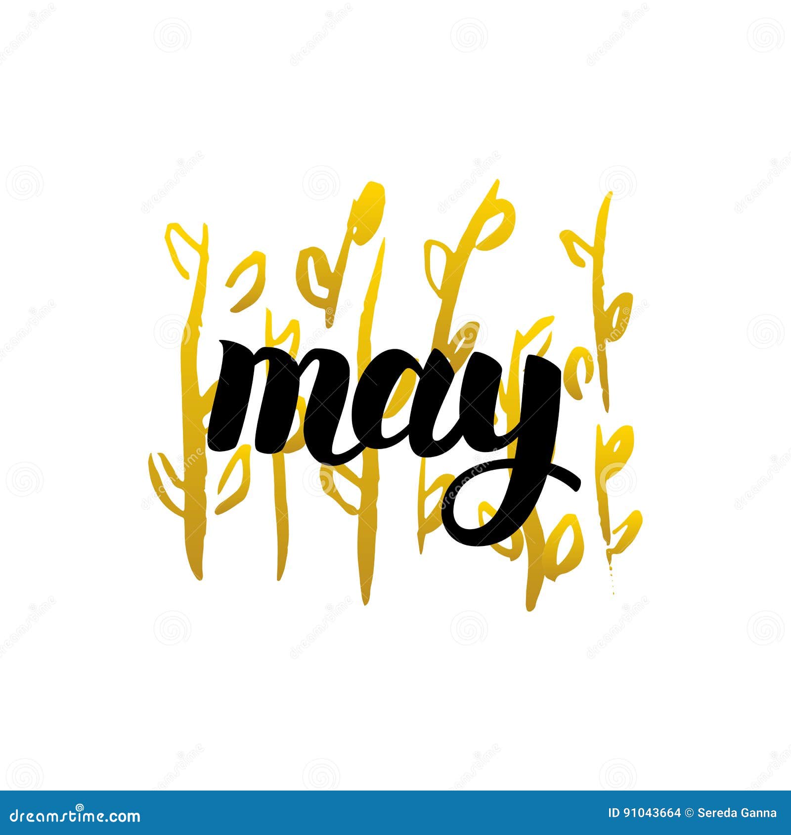 May Handwritten Lettering stock vector. Illustration of doodle - 91043664