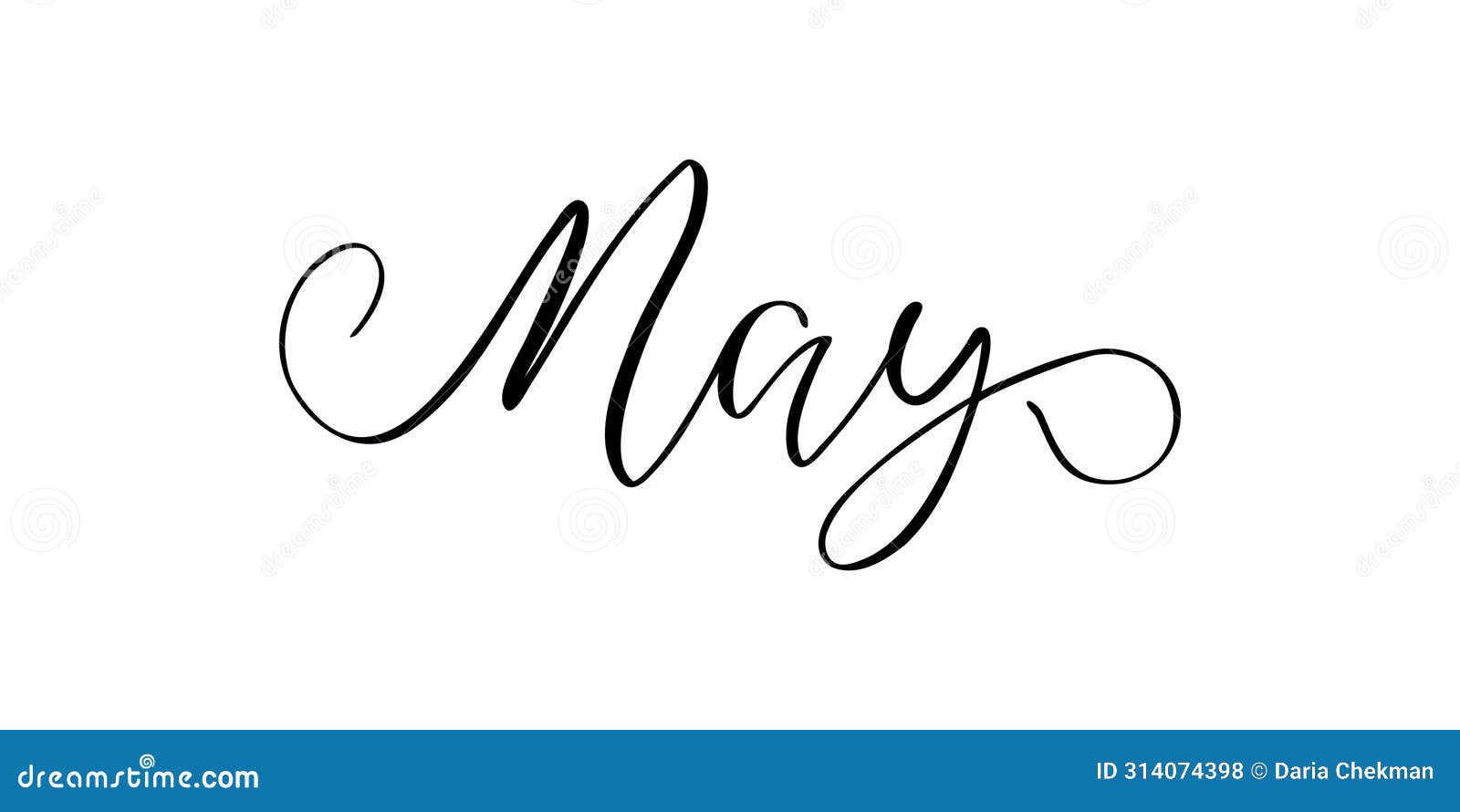May - Handwritten Text in Calligraphic Style on a White Background ...