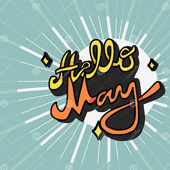 Hello May Word Retro Style Illustration Stock Vector - Illustration of ...