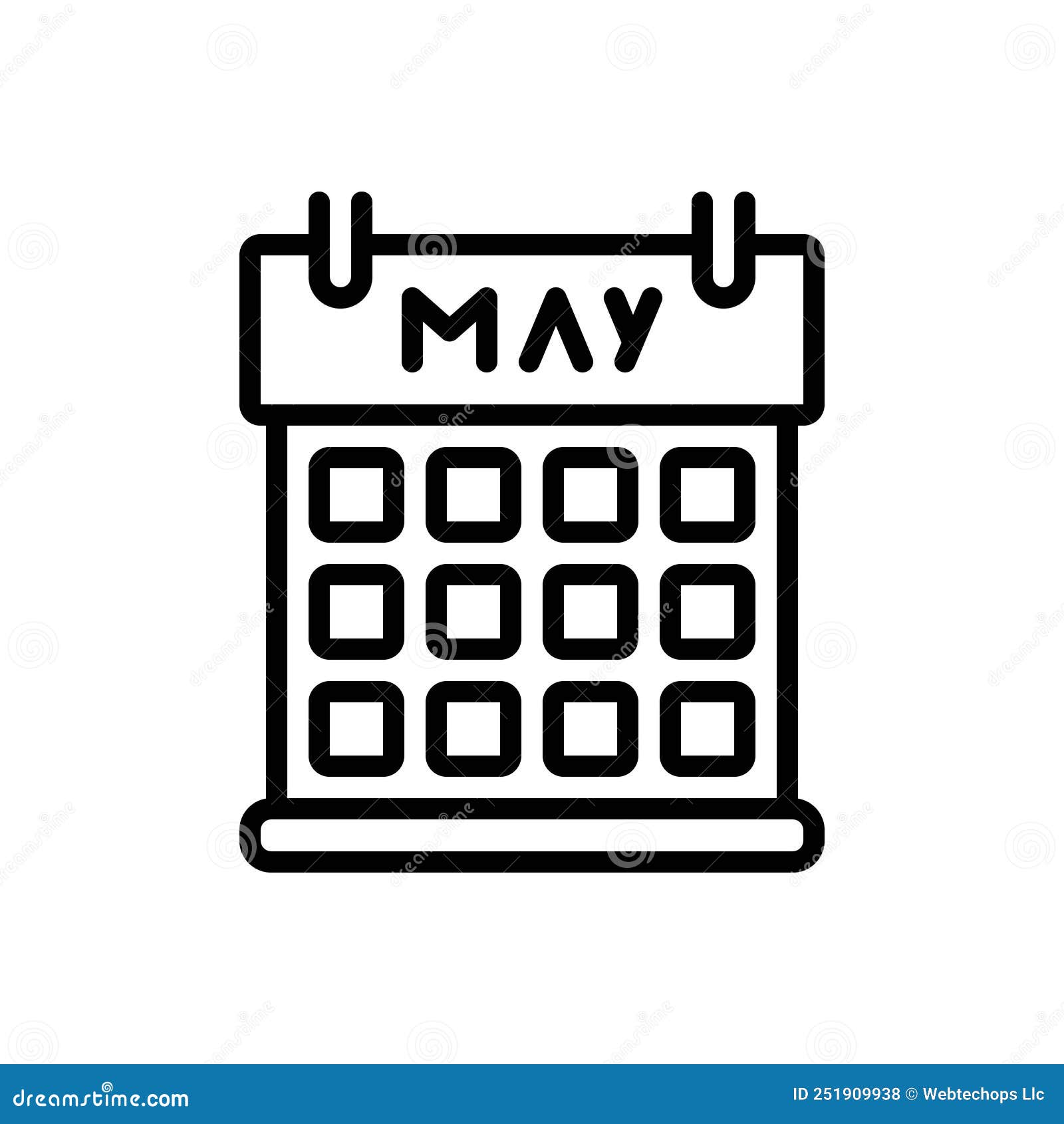 Black Line Icon for May, Calendar and Month Stock Illustration ...