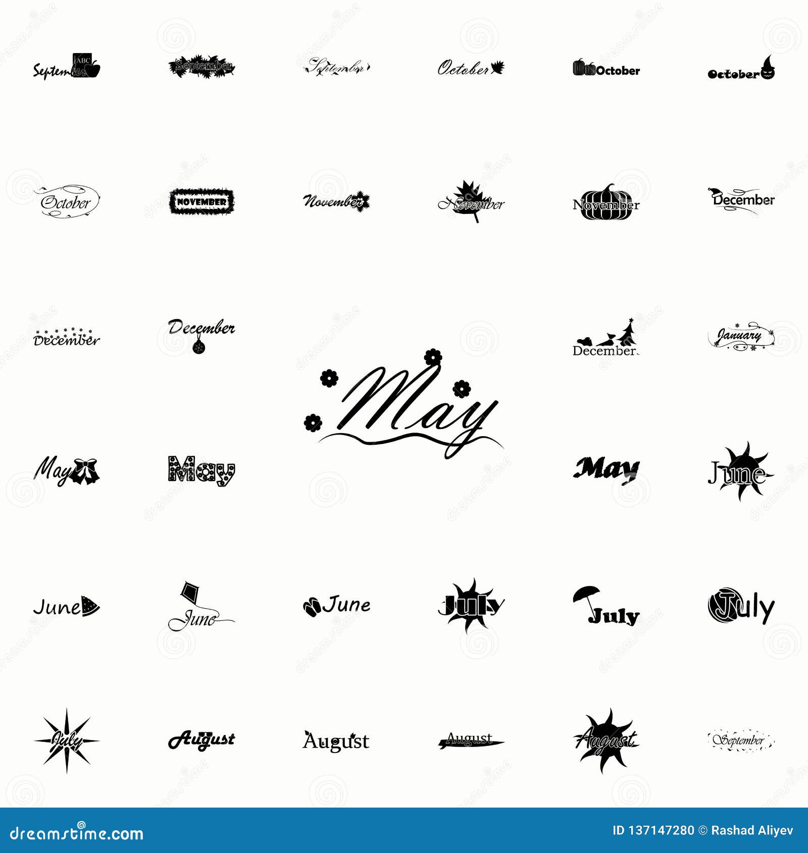 May Icon. Name of Month Icons Universal Set for Web and Mobile Stock ...